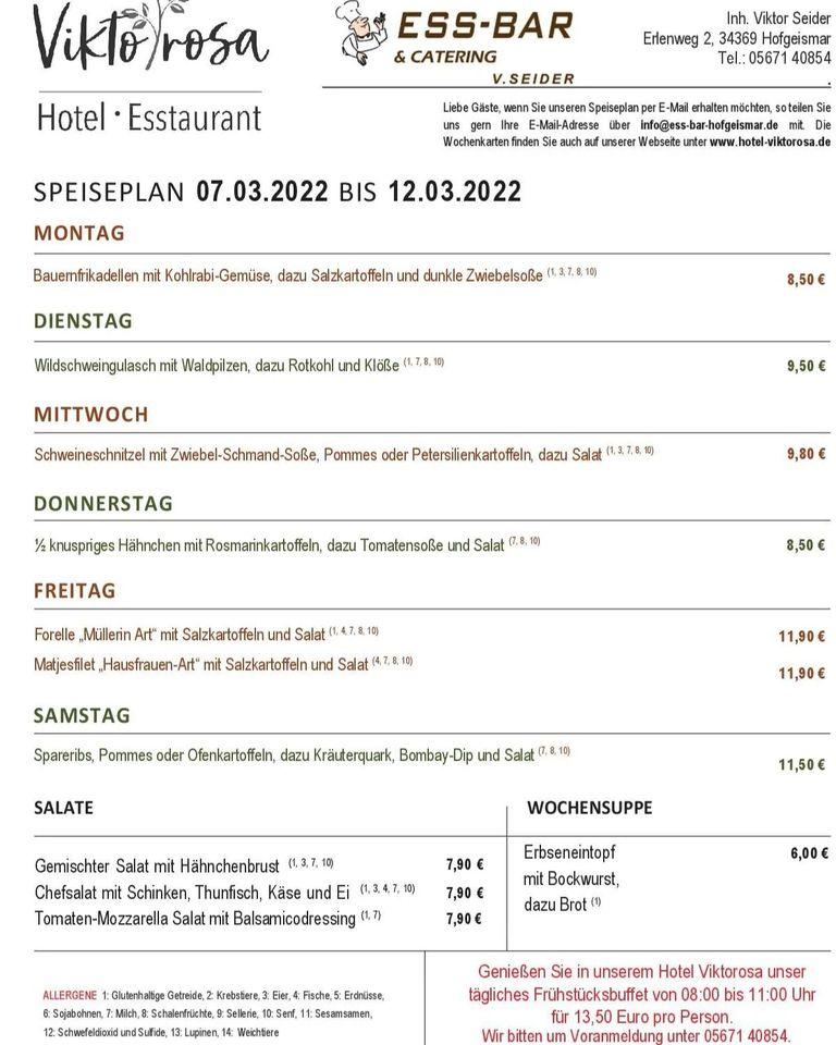 Speisekarte von Ess-Bar & Catering Hofgeismar, Hofgeismar