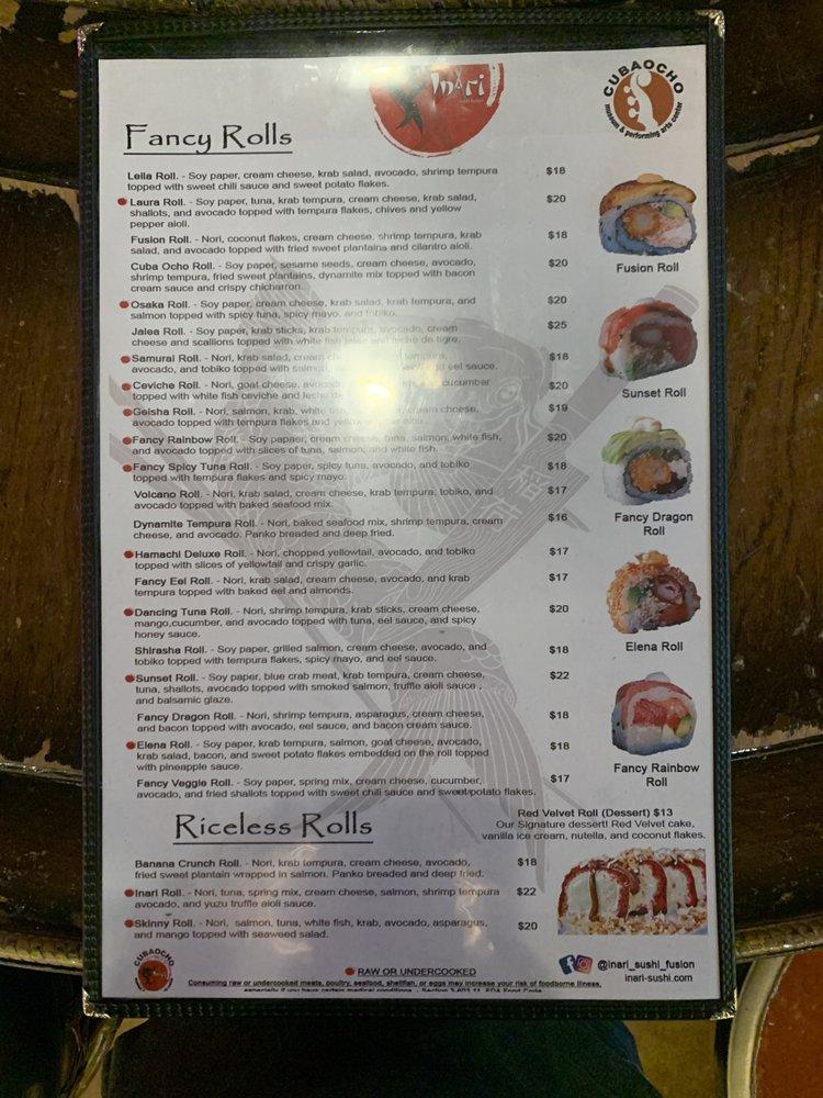 Menu at Inari Sushi restaurant, Miami