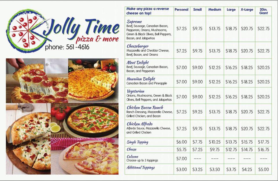 Menu at Jolly Time Pizza pizzeria, Tahoka