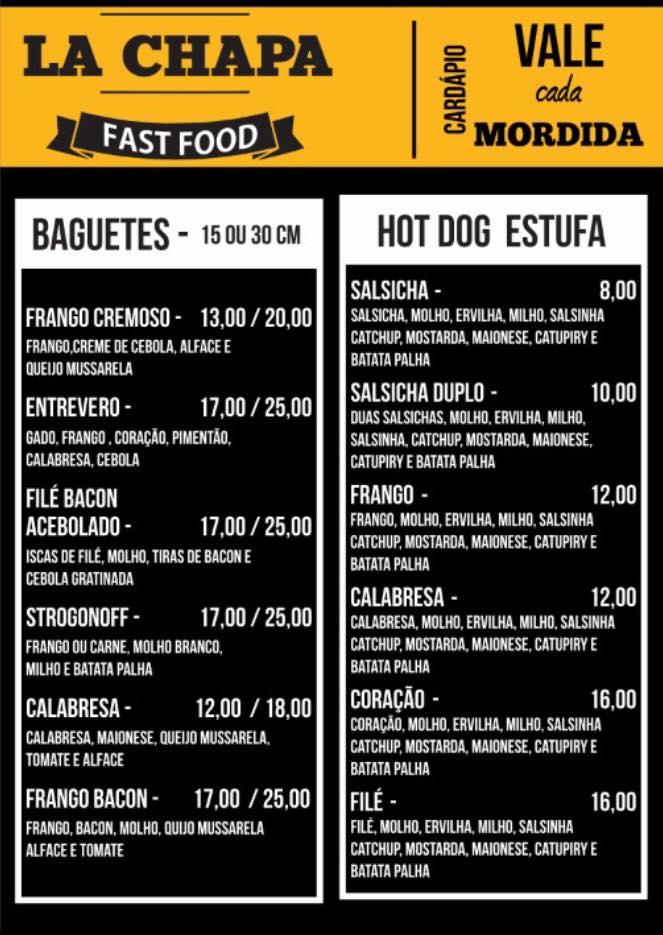 Menu at La Chapa Food Truck, Santa Maria