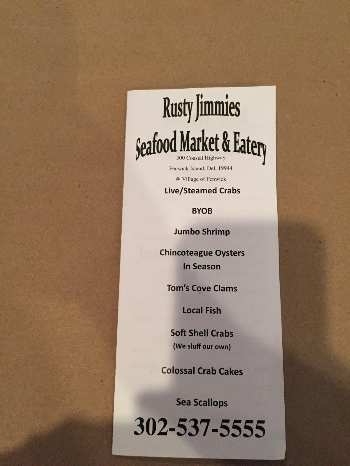 Menu at Rusty Jimmies Seafood Market & Eatery restaurant, Fenwick Island