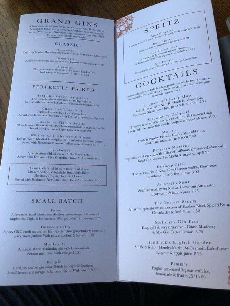 Menu at The Bear & Ragged Staff restaurant, Oxford