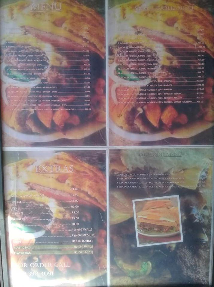 Menu at Youngman Sphatlho & Dagwood Palace restaurant, South Africa ...