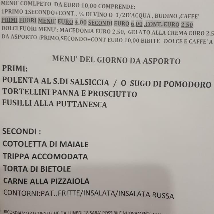 Speisekarte von Clover Bar, Genua
