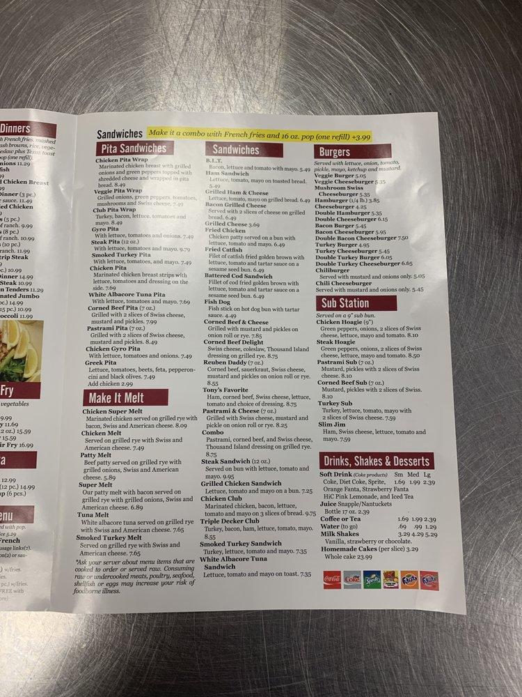 Menu at King Grill restaurant, Detroit