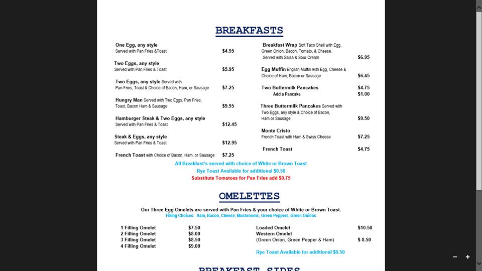 Menu at Coronation Cafè restaurant, Coronation, AB-12