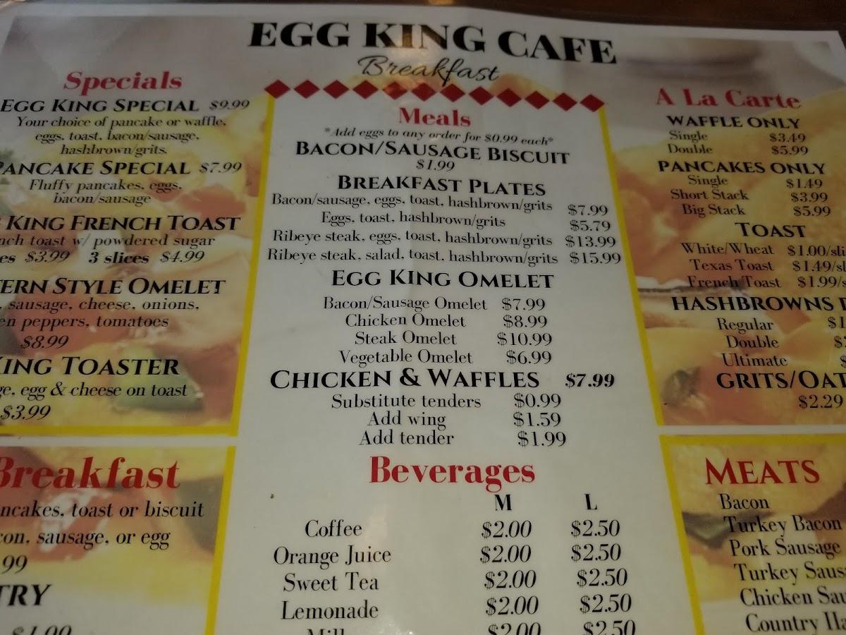 Menu at Egg King Cafe, Memphis