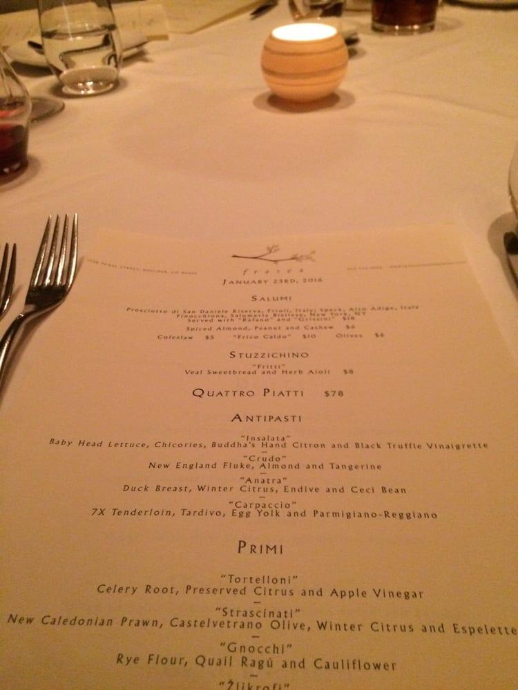 Menu at Frasca Food and Wine pub & bar, Boulder