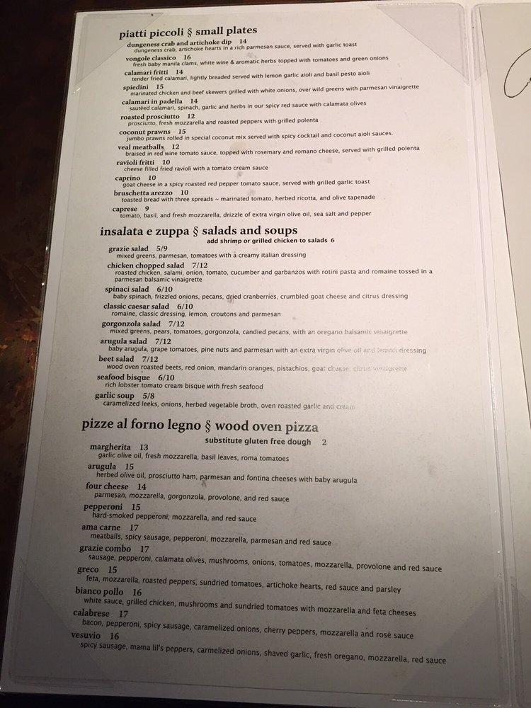 Menu at Grazie Ristorante Italiano pub & bar, Bothell