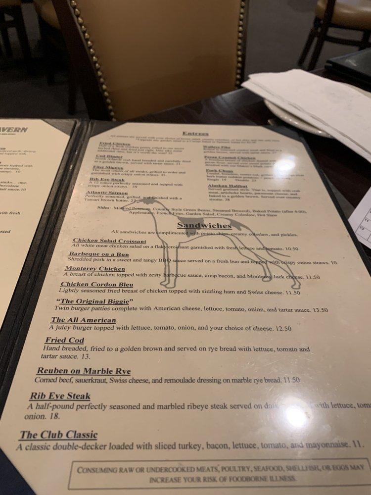 Menu at Greyhound Tavern restaurant, Fort Mitchell
