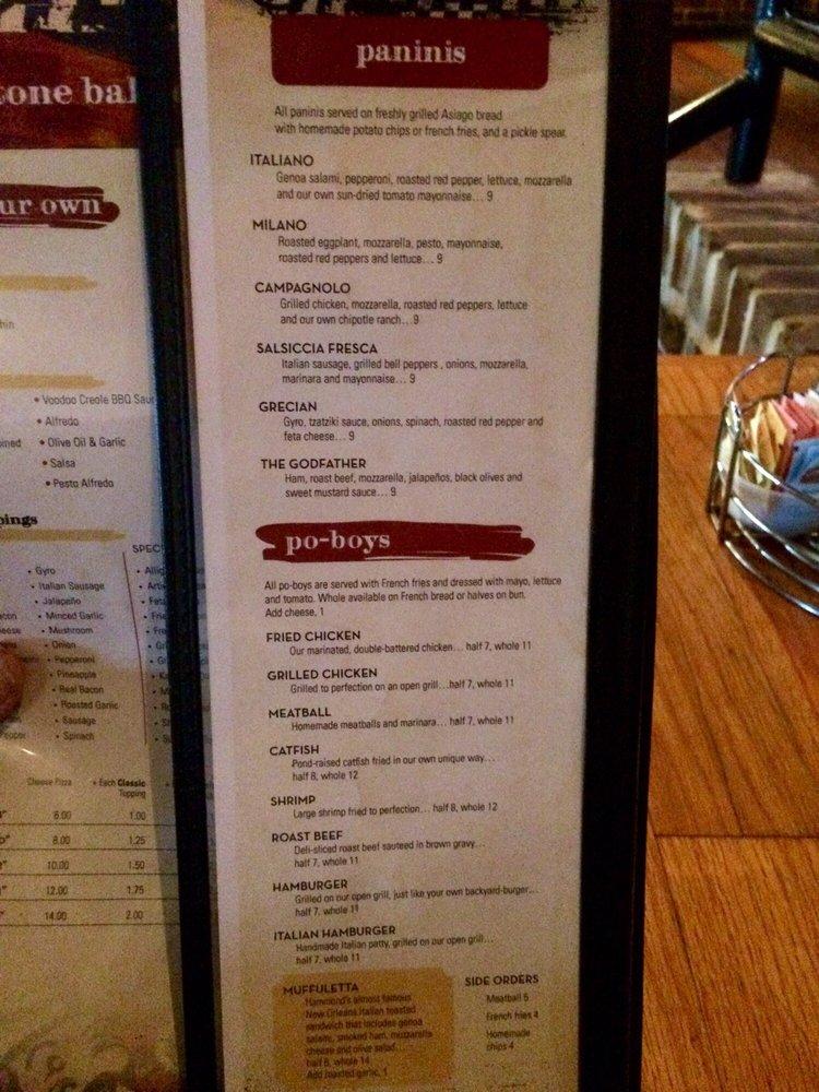 Menu at Tommy's on Thomas pizzeria, Hammond