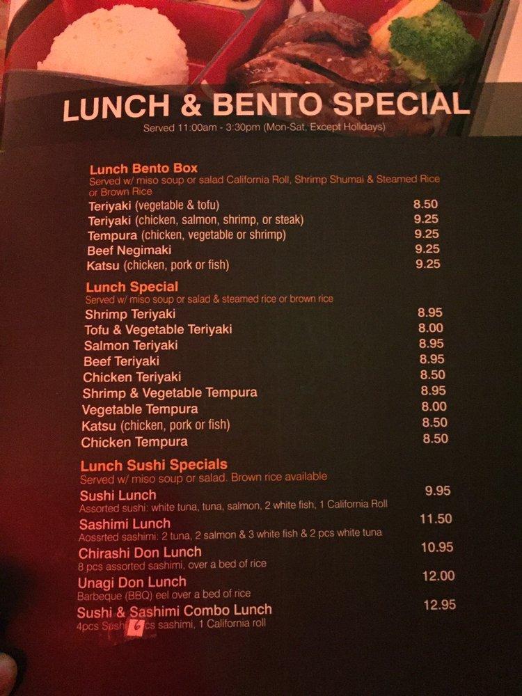 Menu at Akari Sushi restaurant, Poughkeepsie