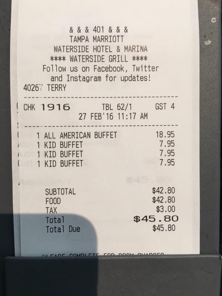 Menu at Café Waterside restaurant, Tampa, 505 Water St