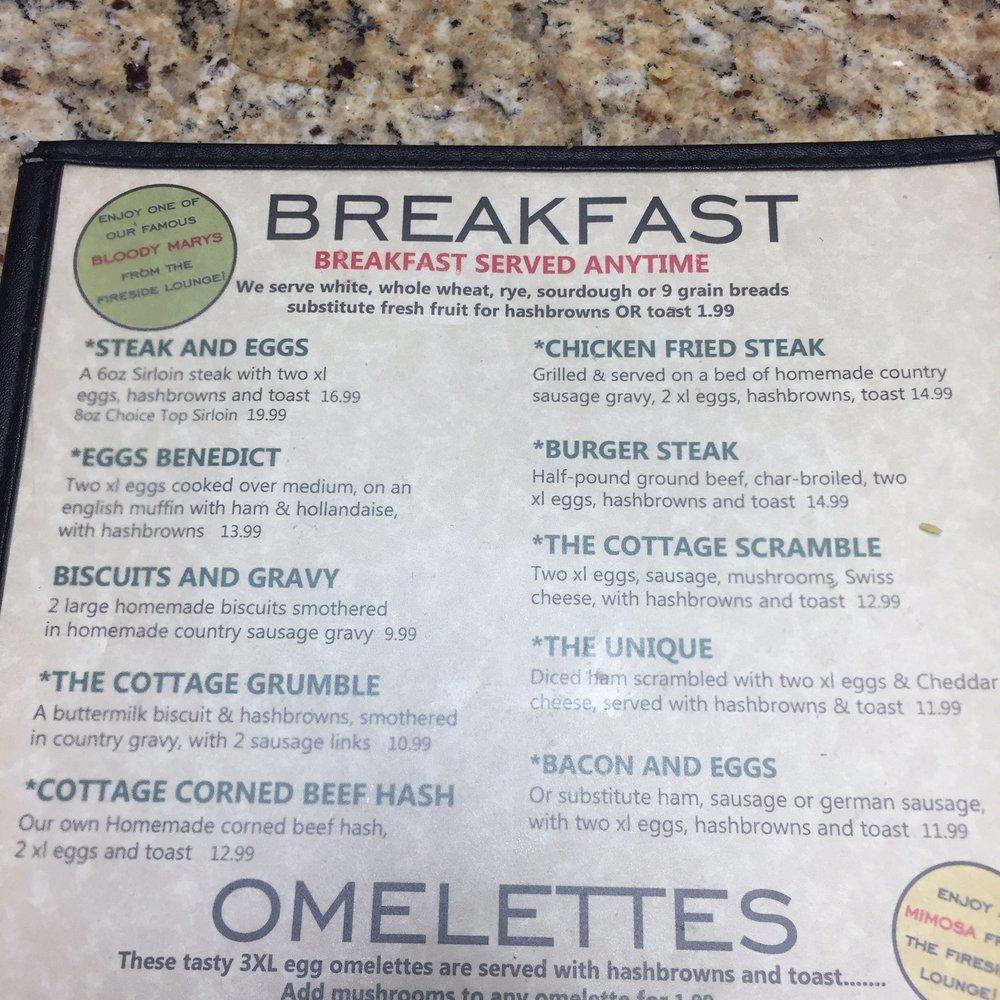 Menu at Cottage Cafe & Fireside Lounge, Cle Elum