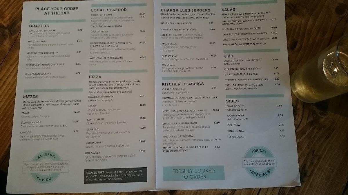 Menu at Harbour Tavern pub & bar, Mevagissey