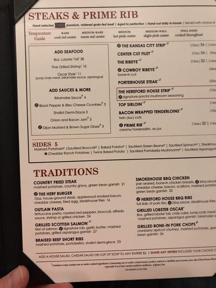 Menu at Hereford House - Zona Rosa steakhouse, Kansas City, N Stoddard Ave