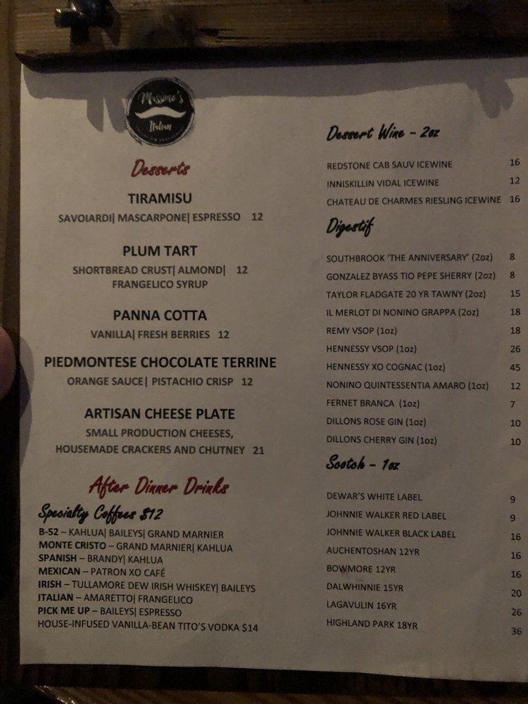 Menu at Massimo’s Italian Fallsview Restaurant, Niagara Falls