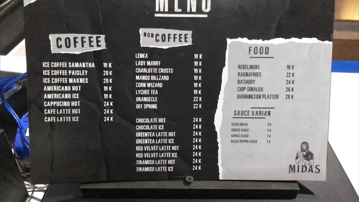 Menu at Midas Coffee & Space cafe, Semarang
