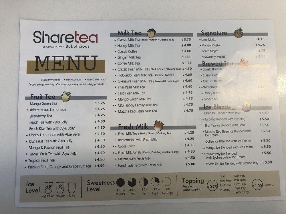 Menu at Sharetea pub & bar, Temecula, Temecula Pkwy Ste 103