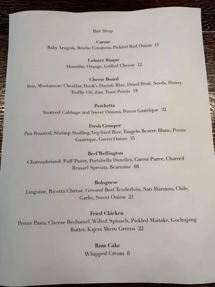 Menu at The Bait Shop pub & bar, Valparaiso
