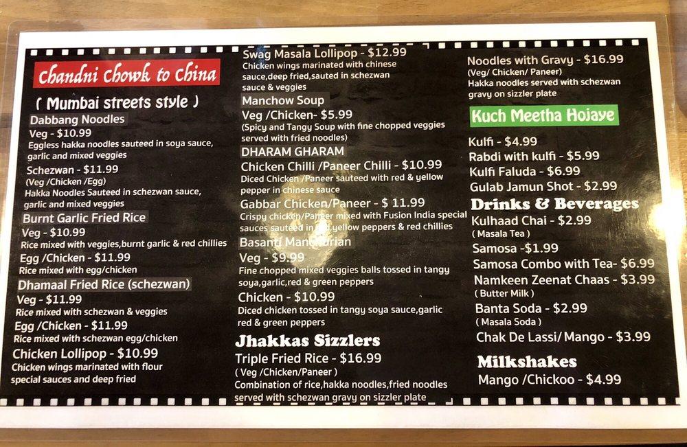 Menu at Fusion India restaurant, Bothell
