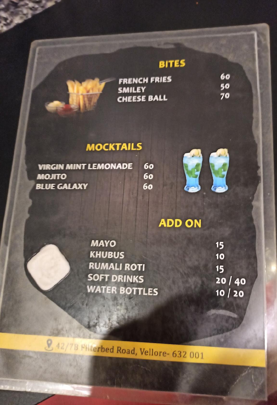 Menu at Lezzet Shawarma, Vellore