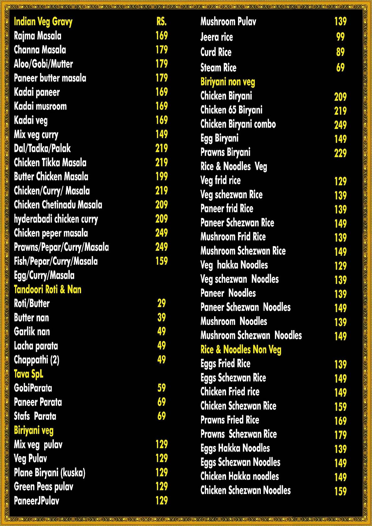 Menu at Light Moon Kitchen A/C Family Restaurant, Chennai