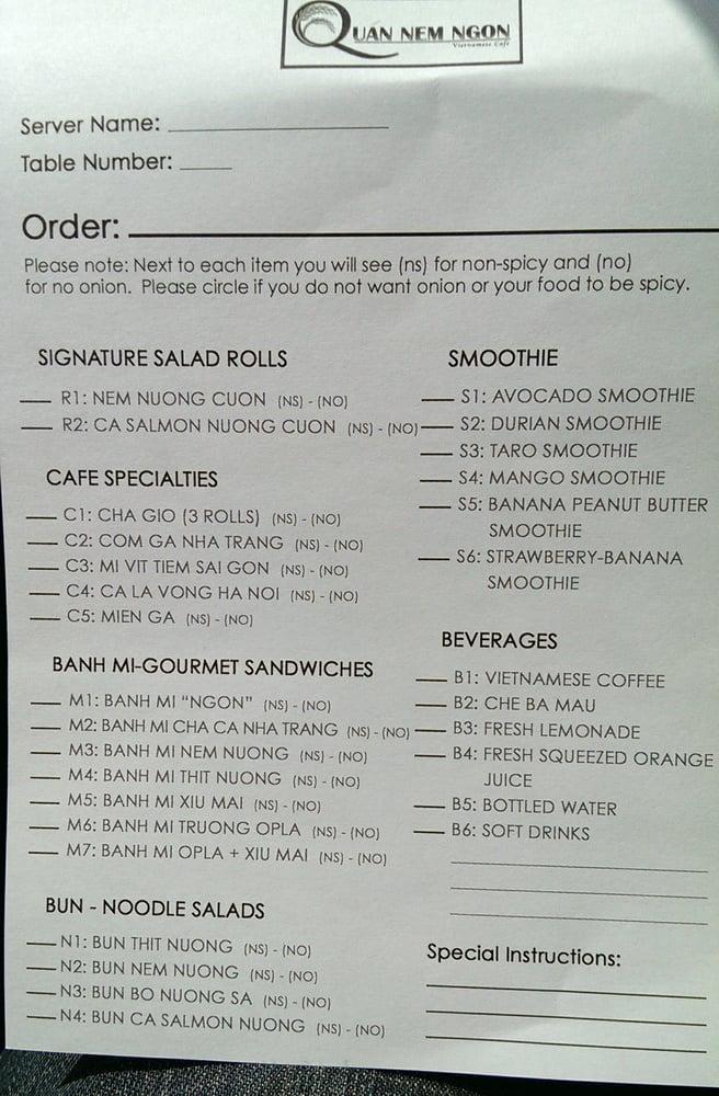 Menu at Quán Ngon Vietnamese Bistro restaurant, Madison Heights ...