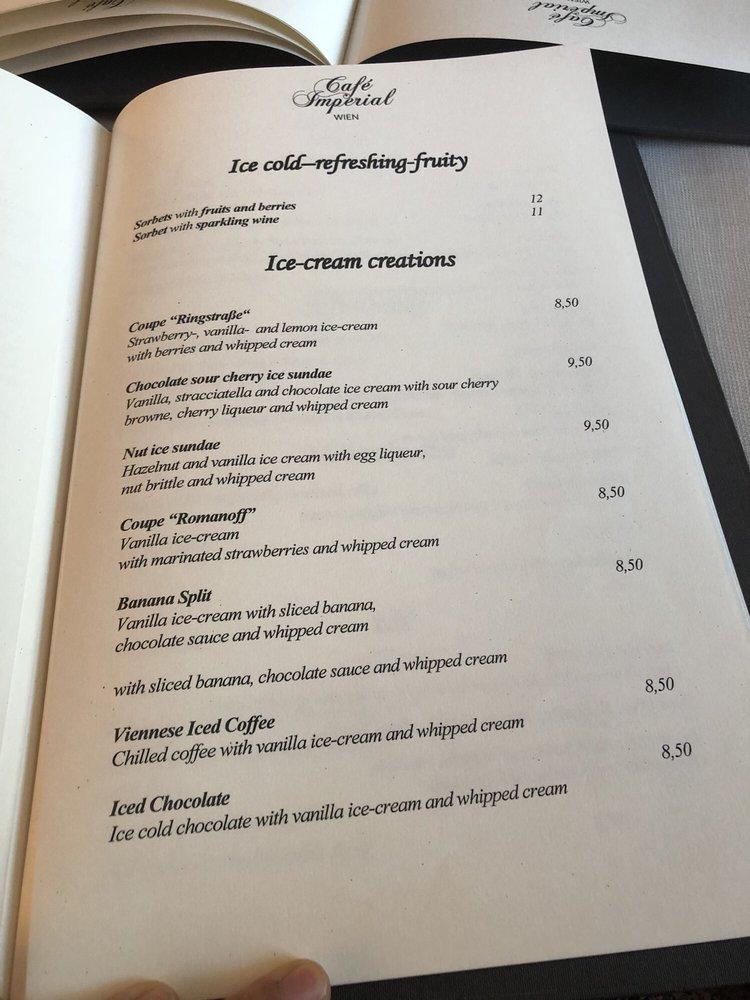 Speisekarte von Café Imperial cafe, Wien
