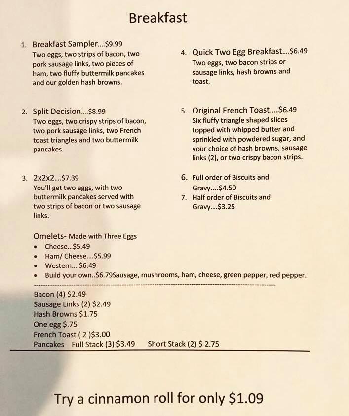 Menu at Friendz Bar, Forest City