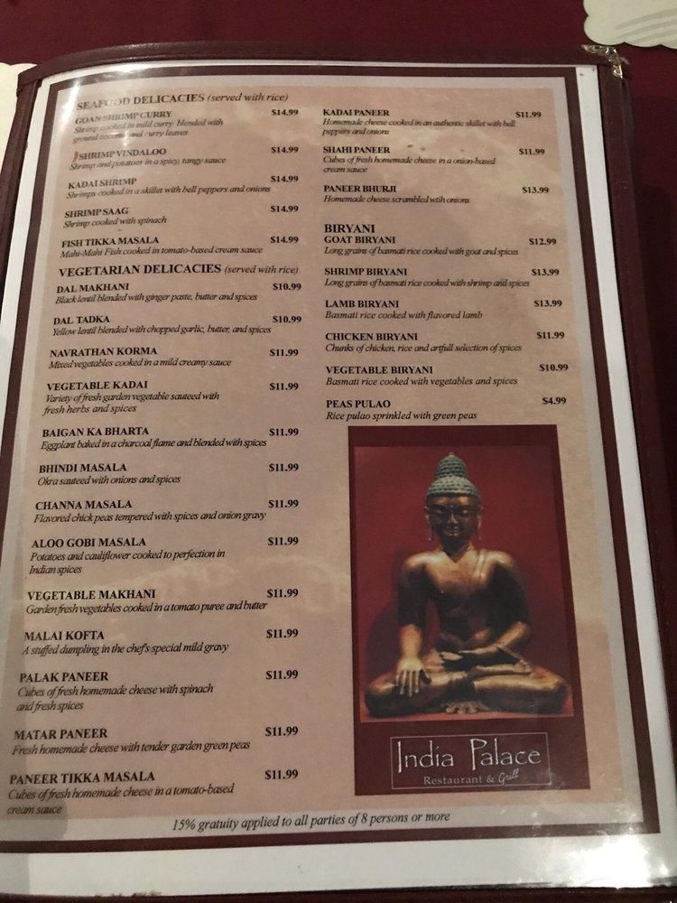 Menu at India Palace restaurant, Montgomery, Vaughn Plaza Rd
