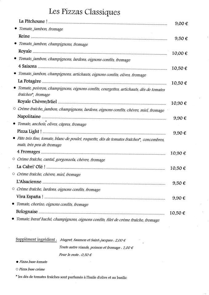 Menu at La Maison restaurant/pizzeria, Dinan