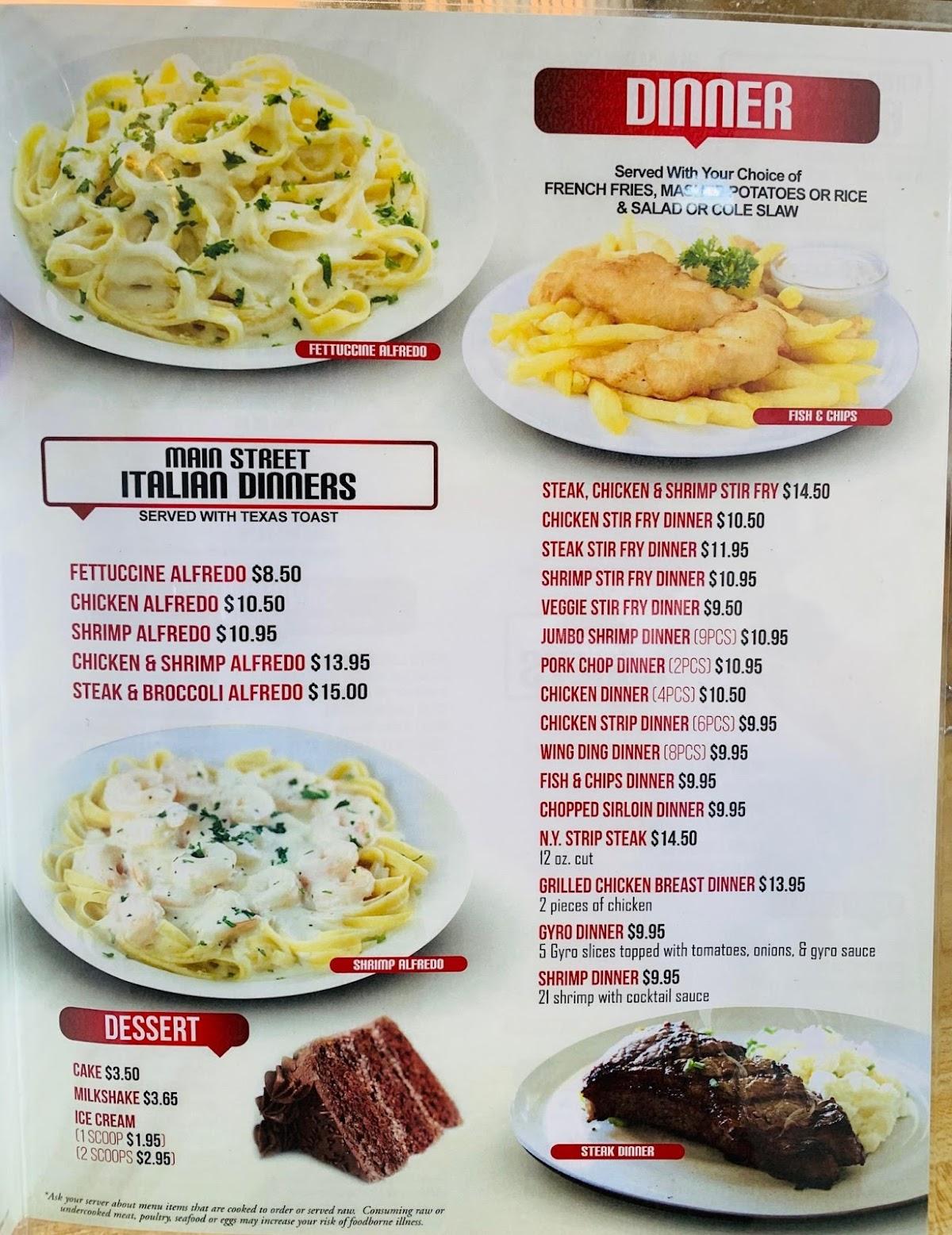 Menu at Main Street Grill & Coney Island restaurant, Detroit