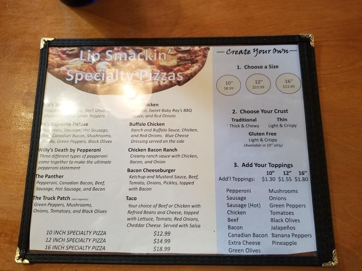 Menu at Mountain William Pizza pizzeria, Forsyth