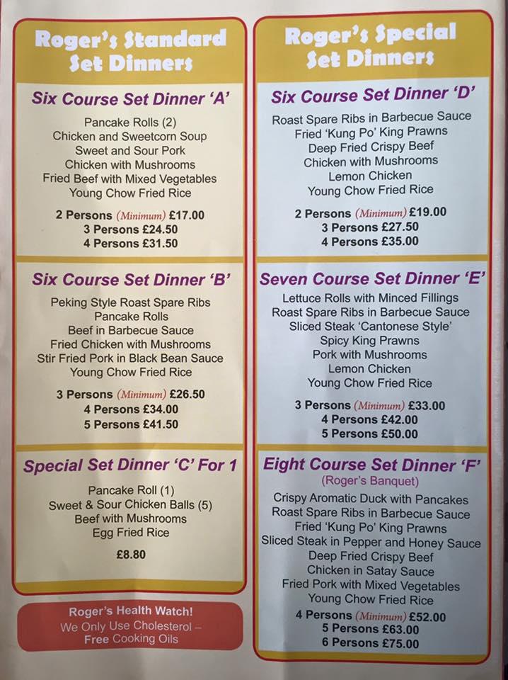 Menu at Rogers Take Away fast food, Llantwit Major