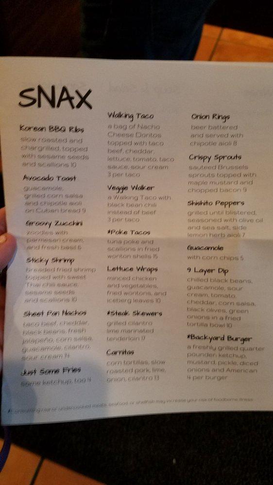 Menu at SNAX RESTAURANT, Lebanon