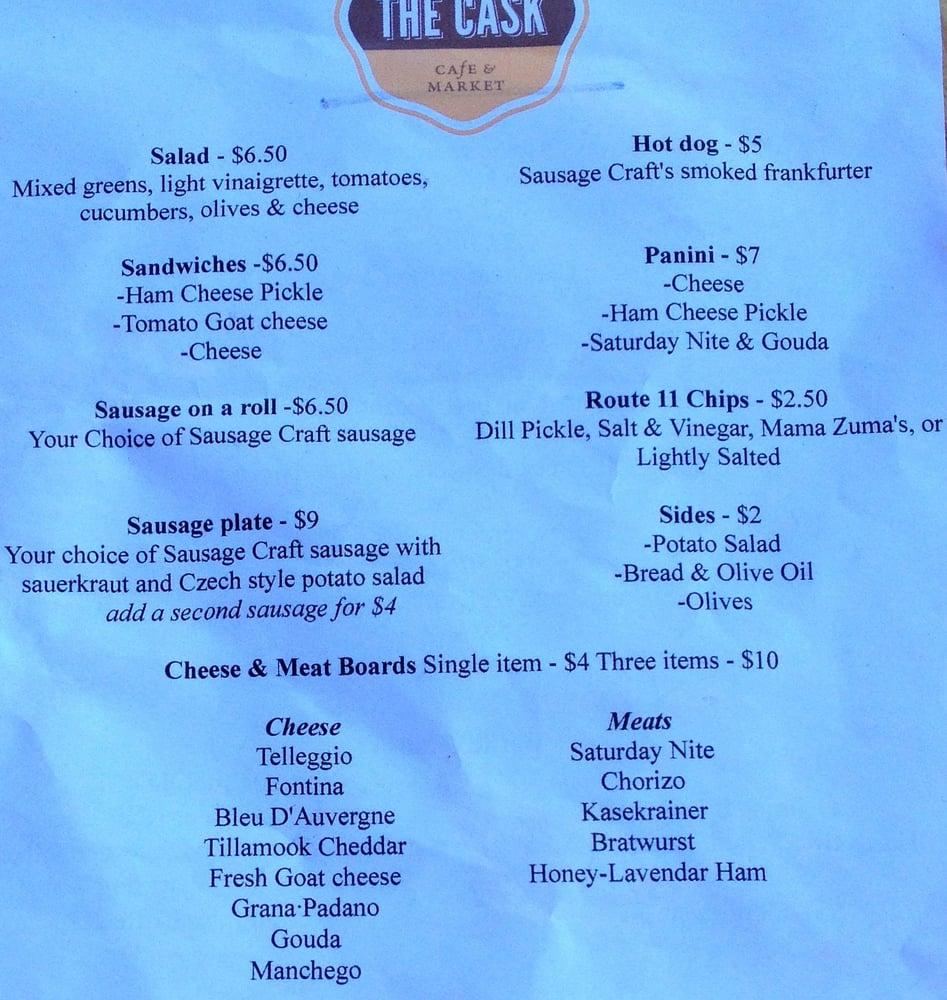 Menu at The Cask Cafe, Richmond