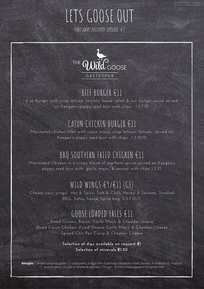 Menu at The Wild Goose pub & bar, Bray, Main St