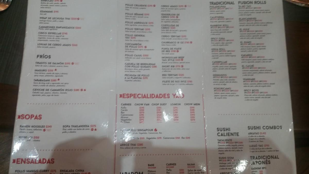 Carta del restaurante Yao Asían Cuisine - Ágora Mall, Santo Domingo ...