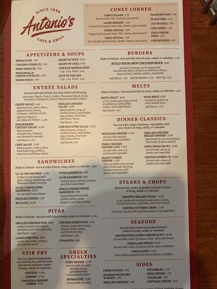 Menu at Antonio's Cafe & Grill, Rochester Hills