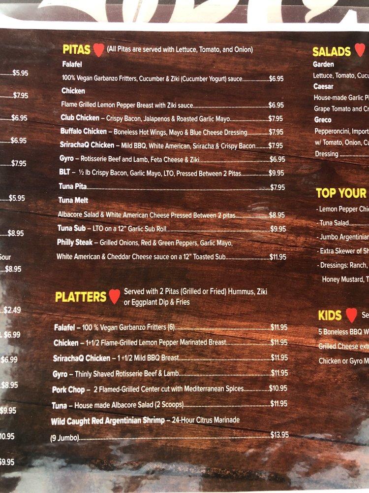 Menu at Pitaluv restaurant, Spring Hill