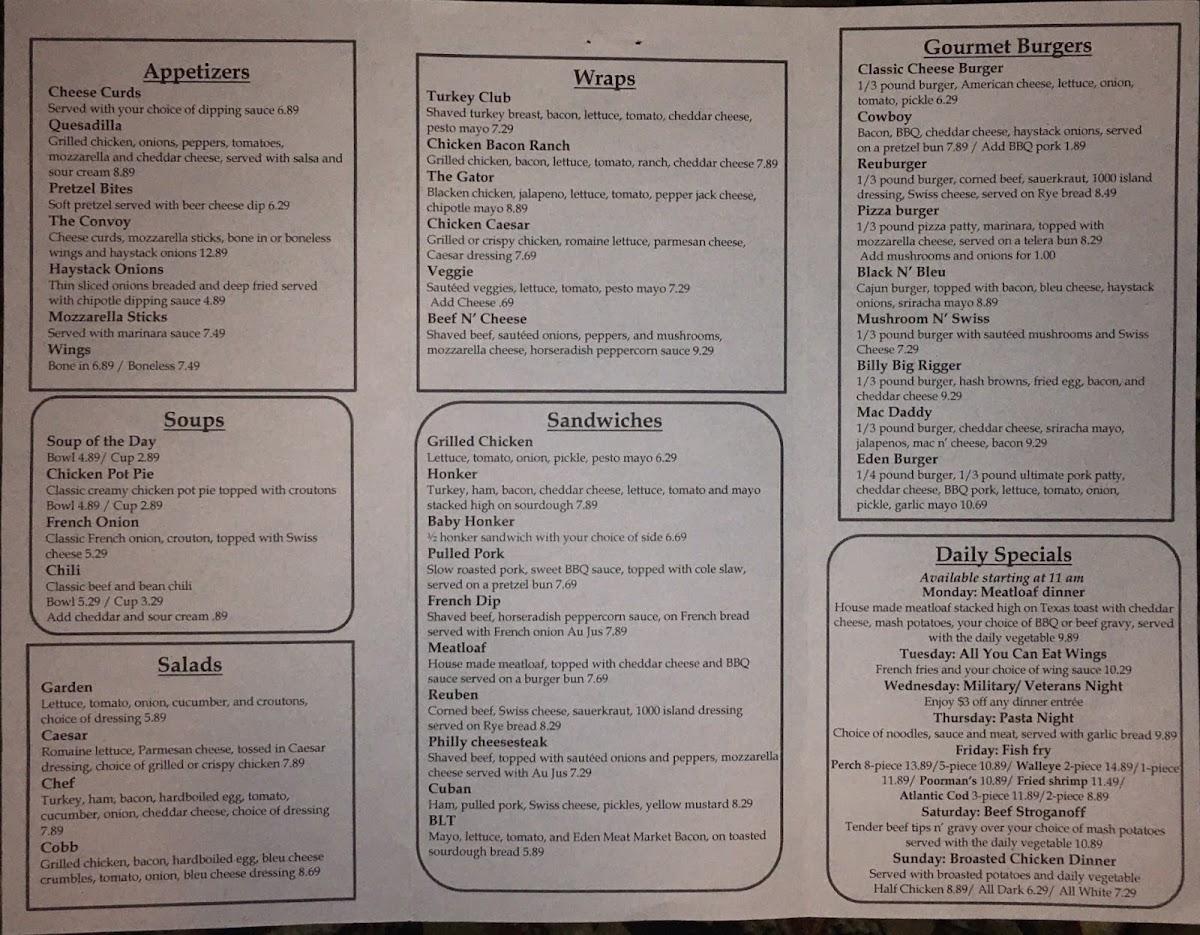 Menu at Wild Goose Cafe, Waupun