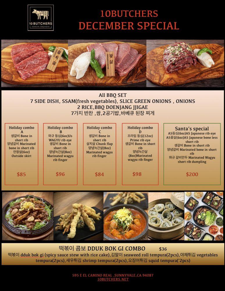 Menu at 10 Butchers Korean BBQ, Sunnyvale