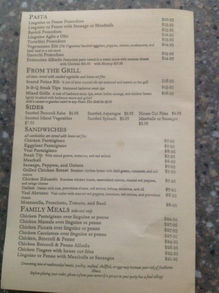 Menu at Al Fresca Ristorante restaurant, Tewksbury, Main St