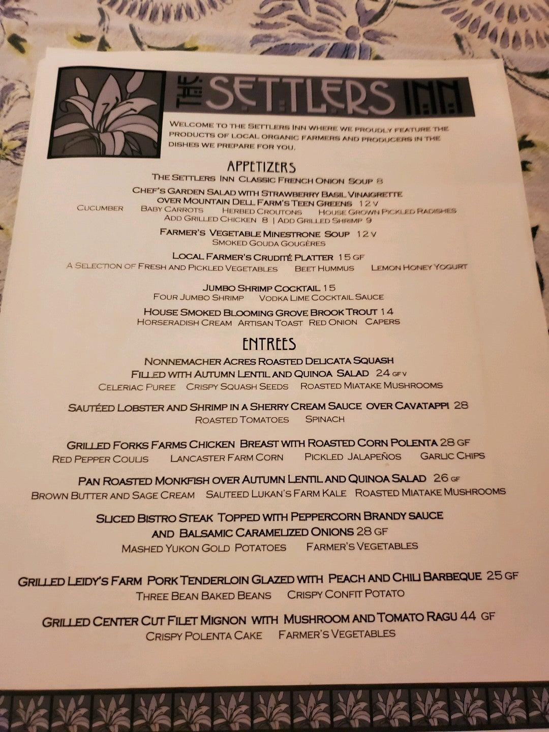Menu at Chestnut Tavern pub & bar, Hawley