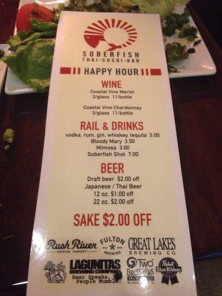 Menu at Soberfish restaurant, Minneapolis