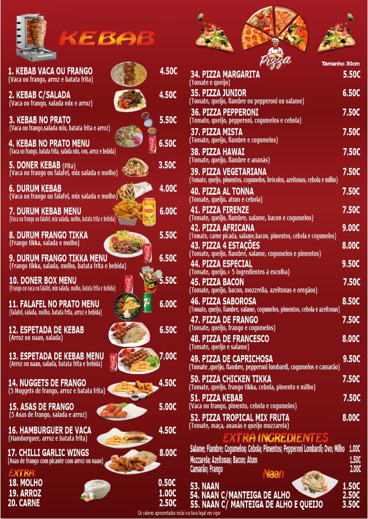 Menu em The Kebab Point restaurante, Setúbal