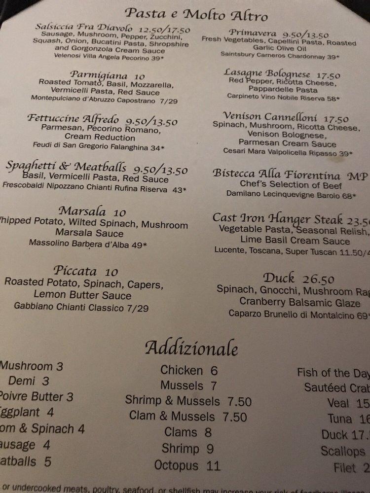 Menu at V Paul's Italian Ristorante restaurant, Pensacola