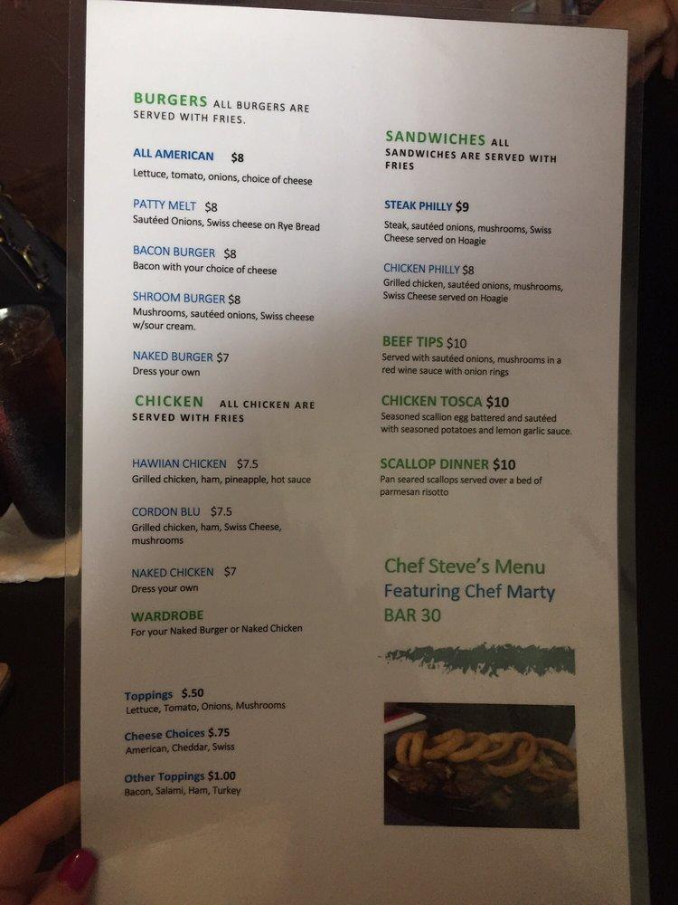 Menu at Bar 30, Parma