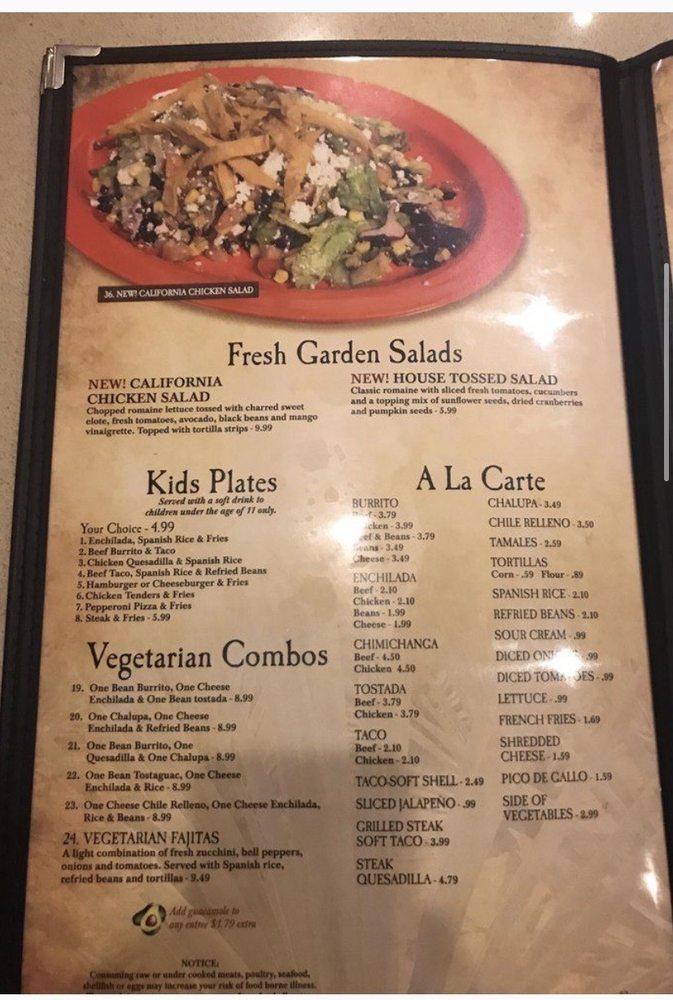 Menu at Fiesta Mariachi restaurant, Grove City, Stringtown Rd